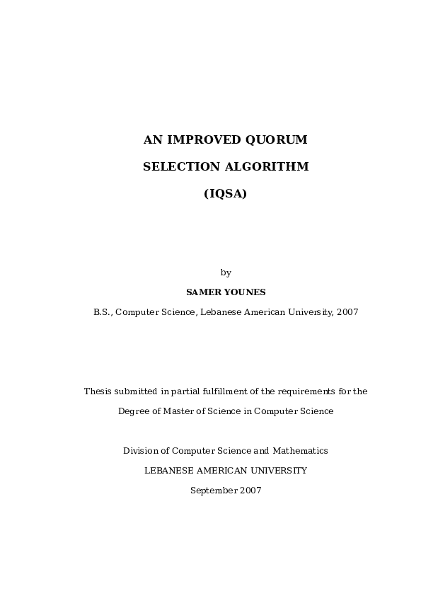 (PDF) An Improved Quorum Selection Algorithm