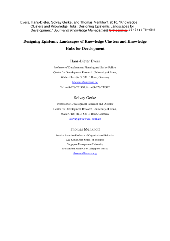 (PDF) Knowledge Hubs and Knowledge Clusters: A Knowledge Architecture ...