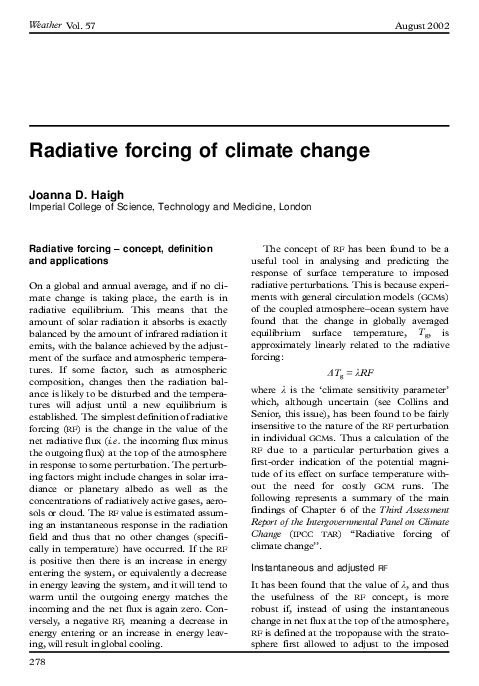 (PDF) Radiative forcing of climate change