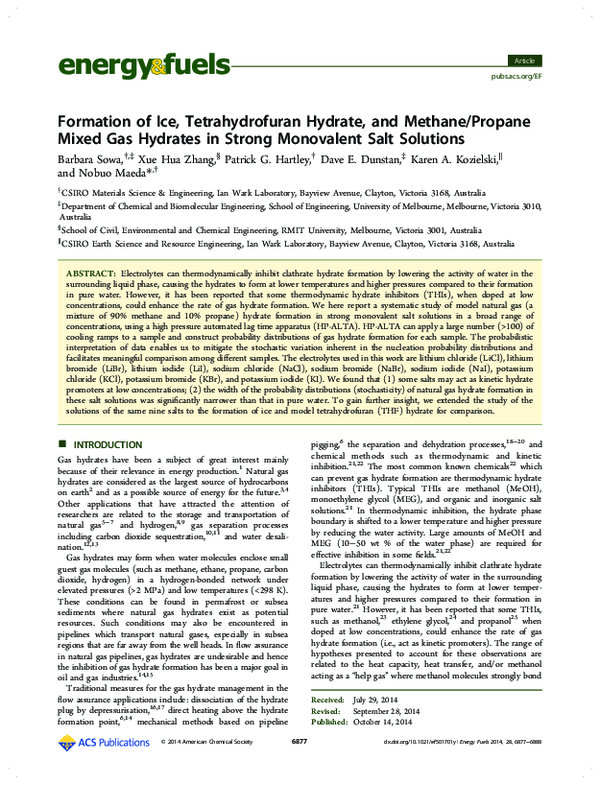 (PDF) Formation of Ice, Tetrahydrofuran Hydrate, and Methane/Propane ...