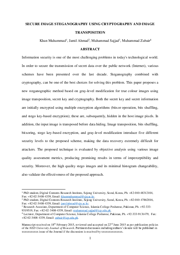 Pdf Secure Image Steganography Using Cryptography And Image Transposition