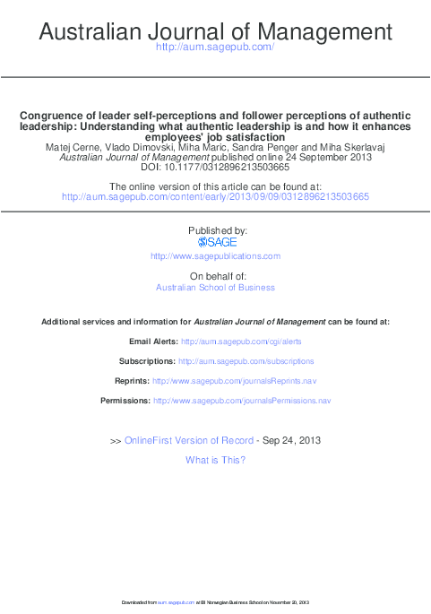 (PDF) Authentic leadership: A review of the literature and research ...