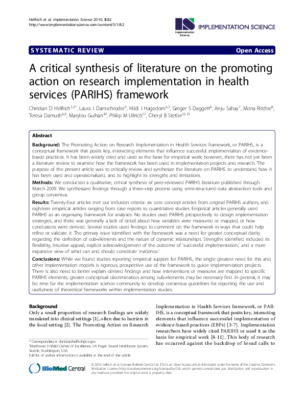 (PDF) A critical synthesis of literature on the promoting action on ...