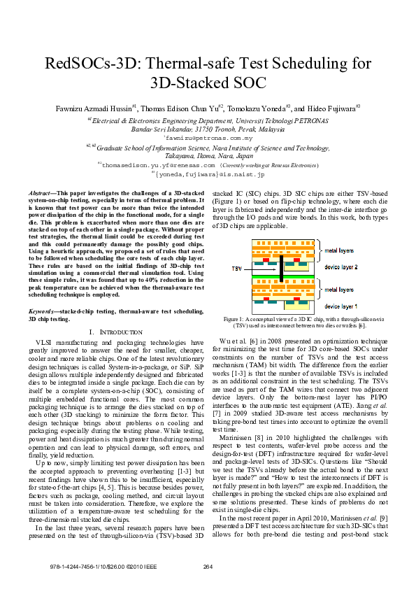 (PDF) RedSOCs-3D: Thermal-safe test scheduling for 3D-stacked SOC