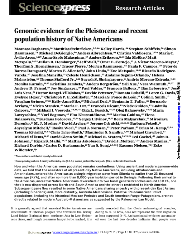 (PDF) Genomic evidence for the Pleistocene and recent population ...