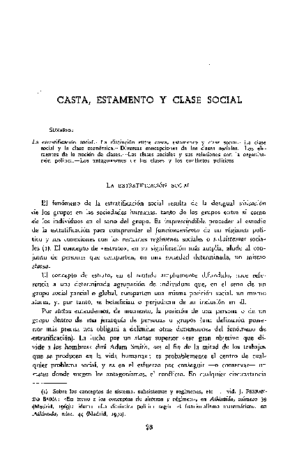 (PDF) Casta, estamento y clase social