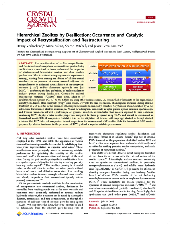 (PDF) Hierarchical Zeolites by Desilication: Occurrence and Catalytic ...