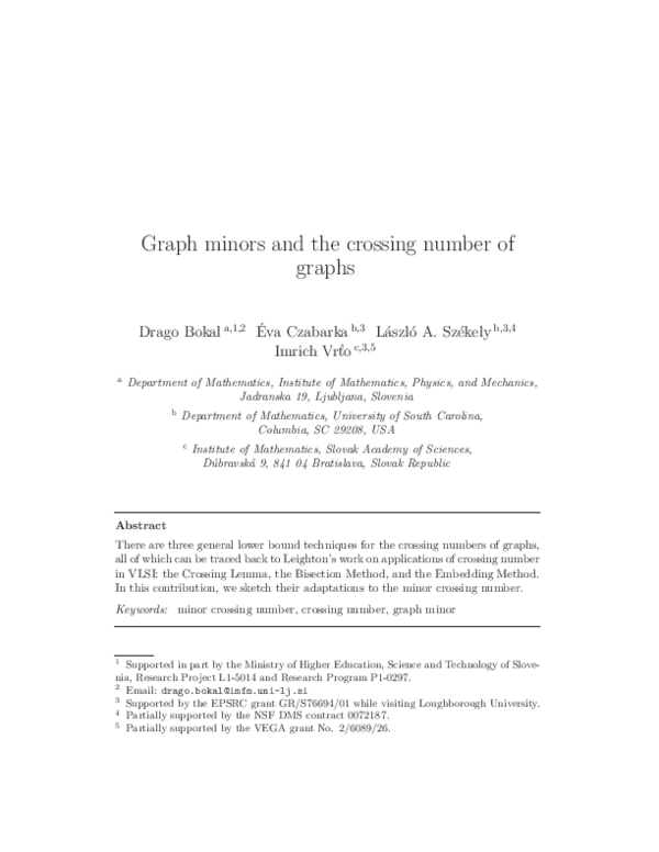 (PDF) Graph minors and the crossing number of graphs