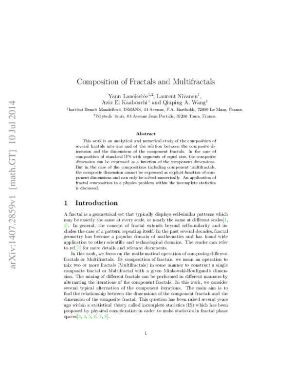 (PDF) Composition of Fractals and Multifractals