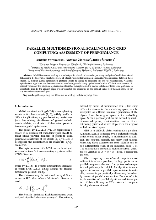 Pdf Parallel Multidimensional Scaling Using Grid Computing
