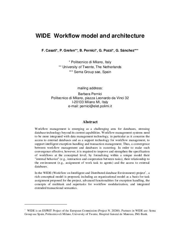 (PDF) Wide Workflow Model and Architecture