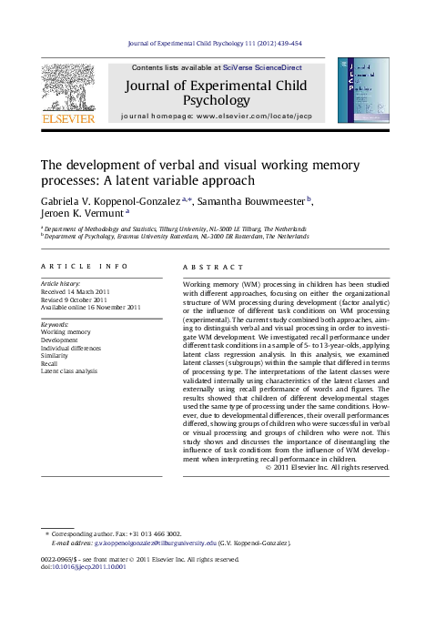 Pdf The Development Of Verbal And Visual Working Memory Processes A Latent Variable Approach