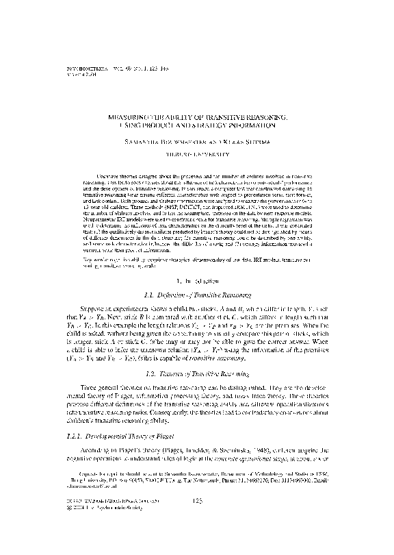 (PDF) Measuring the ability of transitive reasoning, using product and ...