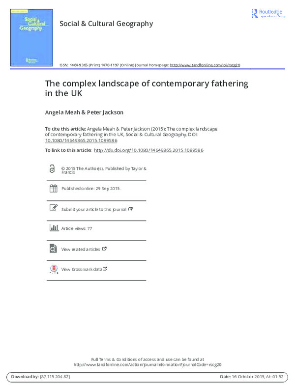(PDF) The complex landscape of contemporary fathering in the UK ...