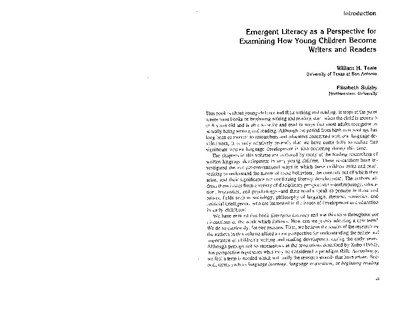 (PDF) Emergent literacy: Writing and Reading