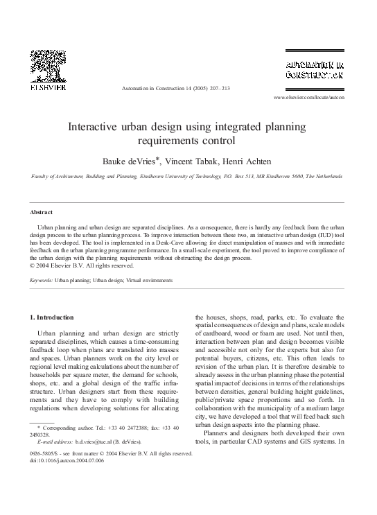 (PDF) Interactive urban design using integrated planning requirements ...