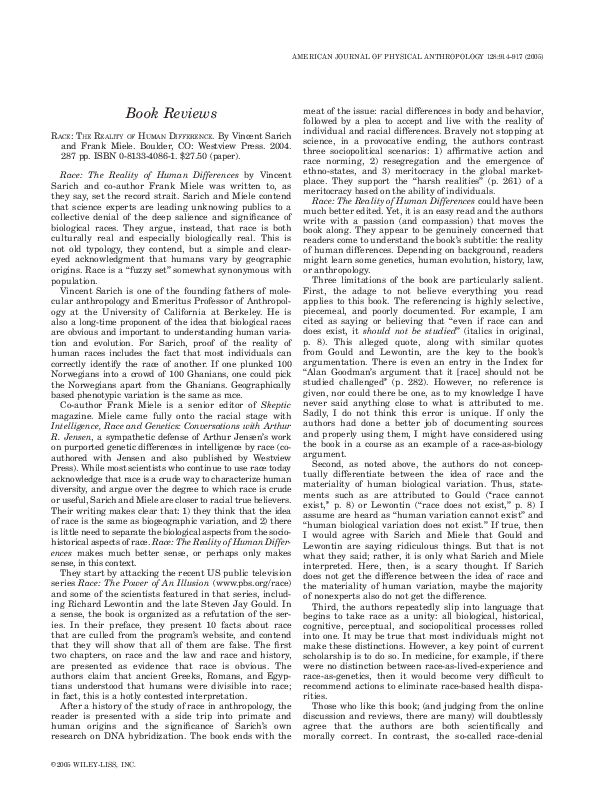 (PDF) Race: The reality of human difference