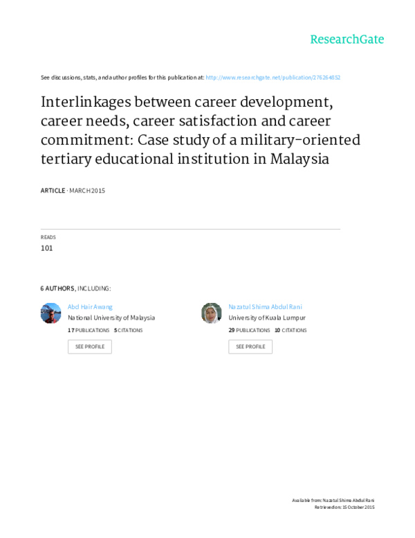 (PDF) Interlinkages between career development, career needs, career ...
