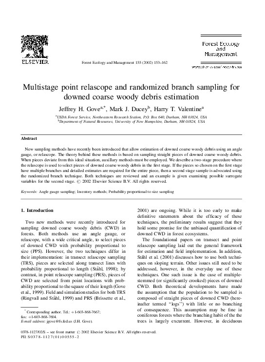 (PDF) Multistage point relascope and randomized branch sampling for downed coarse woody debris ...