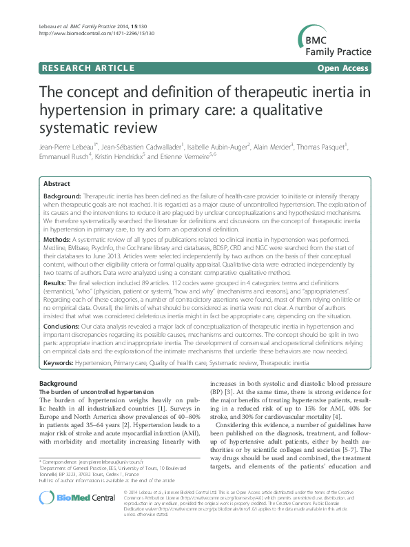 (PDF) The concept and definition of therapeutic inertia in hypertension ...