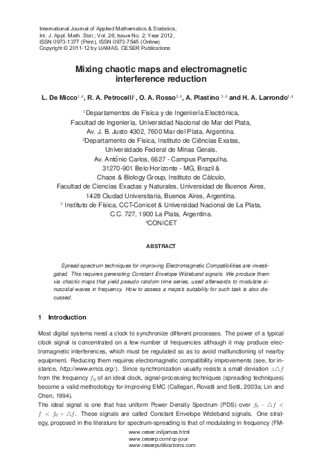 (PDF) Mixing chaotic maps and electromagnetic interference reduction