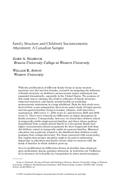 (PDF) Family Structure and Children's Socioeconomic Attainment: A ...