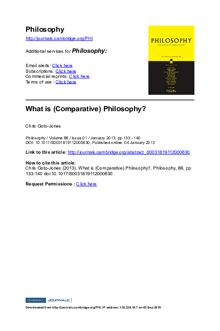 (PDF) What is (Comparative) Philosophy?