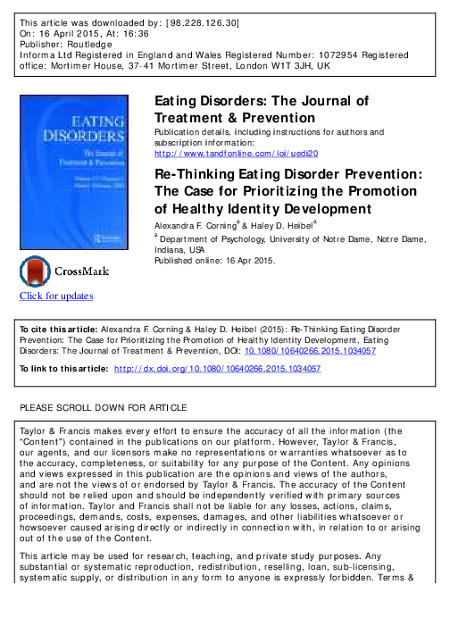 (PDF) Re-Thinking Eating Disorder Prevention: The Case for Prioritizing ...