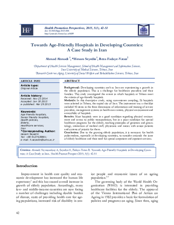 (PDF) Towards age-friendly hospitals in developing countries: a case ...