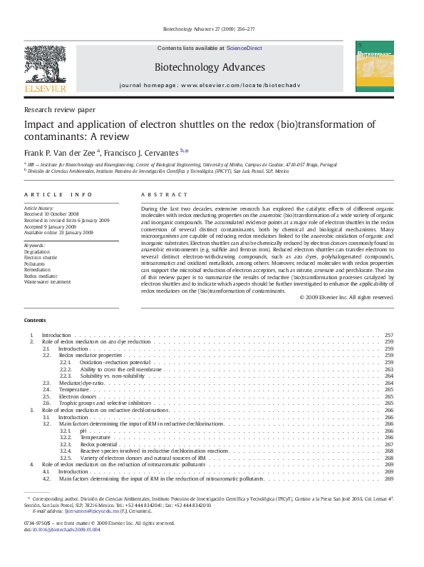 (PDF) Impact and application of electron shuttles on the redox (bio ...