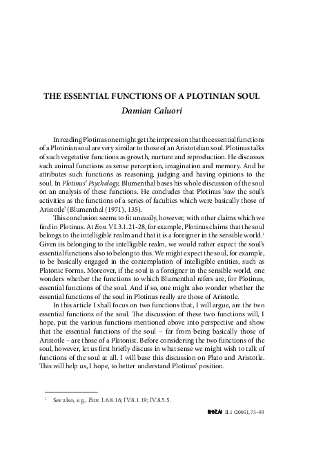 The essential functions of a Plotinian soul