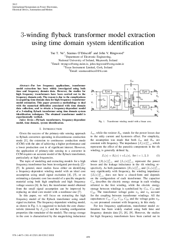 (PDF) 3-winding flyback transformer model extraction using time domain system identification
