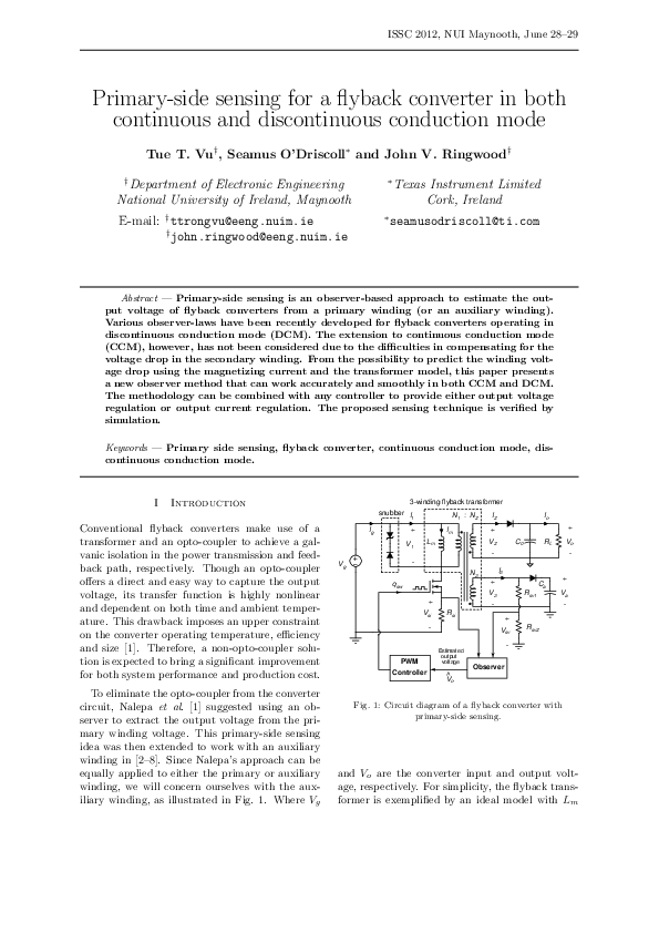 (PDF) Primary-side sensing for a flyback converter in both continuous ...