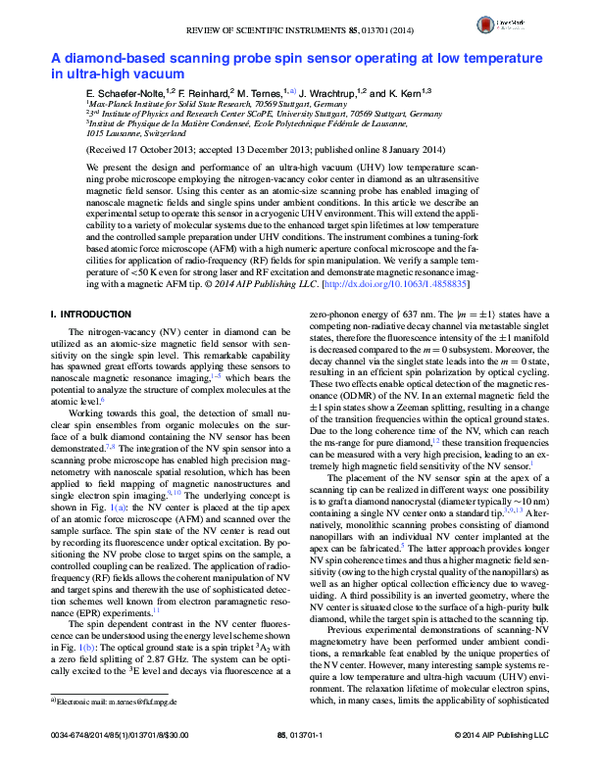 (PDF) A diamond-based scanning probe spin sensor operating at low ...