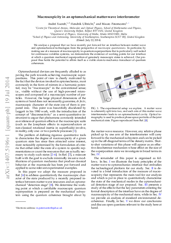 (PDF) Macroscopicity in an optomechanical matter-wave interferometer