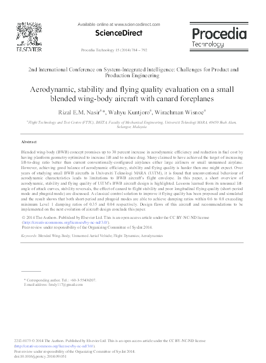 (PDF) Aerodynamic, Stability and Flying Quality Evaluation on a Small ...