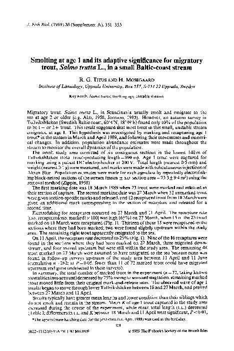 (PDF) Smolting at age 1 and its adaptive significance for migratory ...