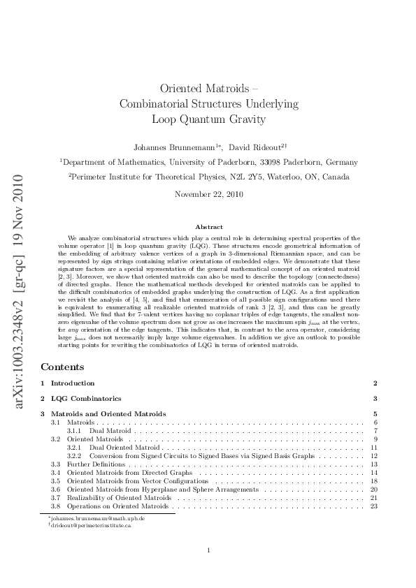 (PDF) Oriented matroids—combinatorial structures underlying loop quantum gravity | David Rideout ...