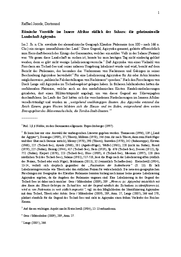 (PDF) Römische Vorstöße ins Innere Afrikas südlich der Sahara: die ...