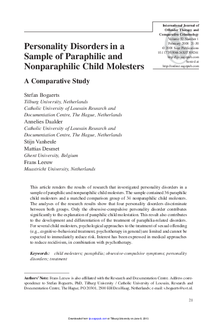 (PDF) Personality disorders in a sample of paraphilic and nonparaphilic ...