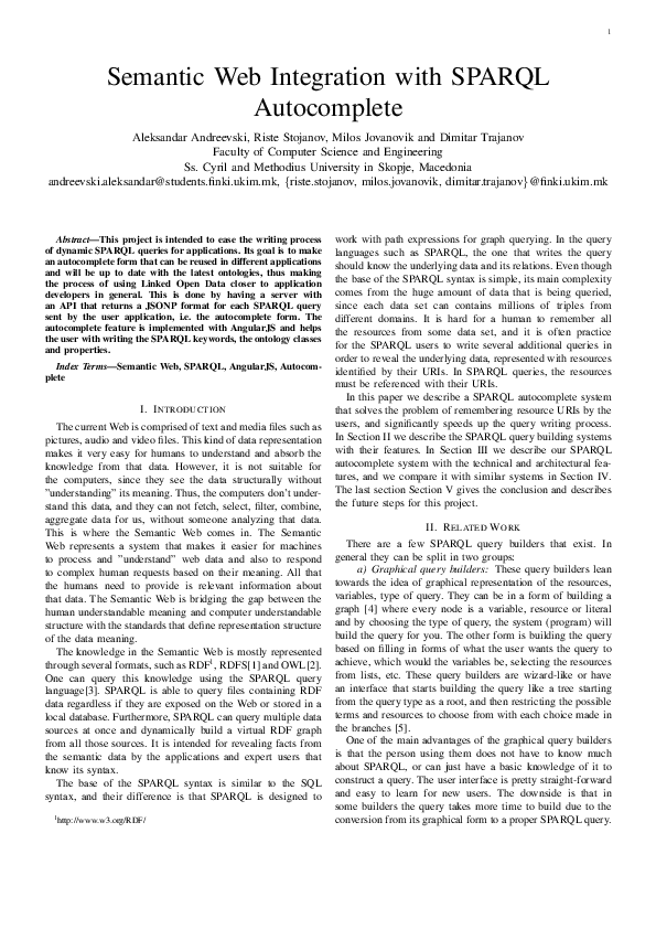 Pdf Semantic Web Integration With Sparql Autocomplete