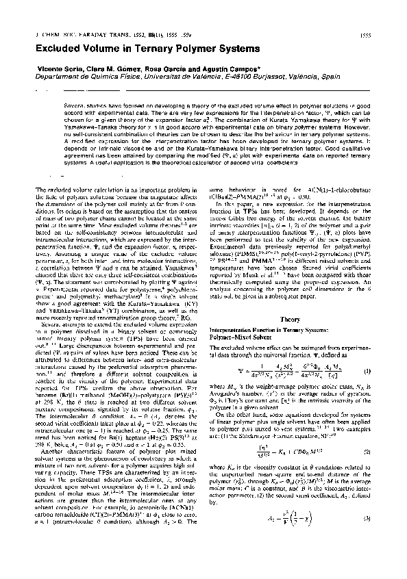 (PDF) Excluded volume in ternary polymer systems