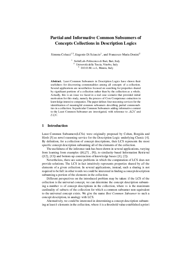 (PDF) Partial and informative common subsumers of concepts collections in description logics