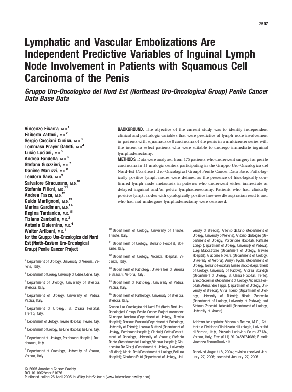 (PDF) Lymphatic and vascular embolizations are independent predictive ...