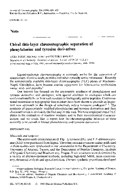 (PDF) Chiral thin-layer chromatographic separation of phenylalanine and tyrosine derivatives