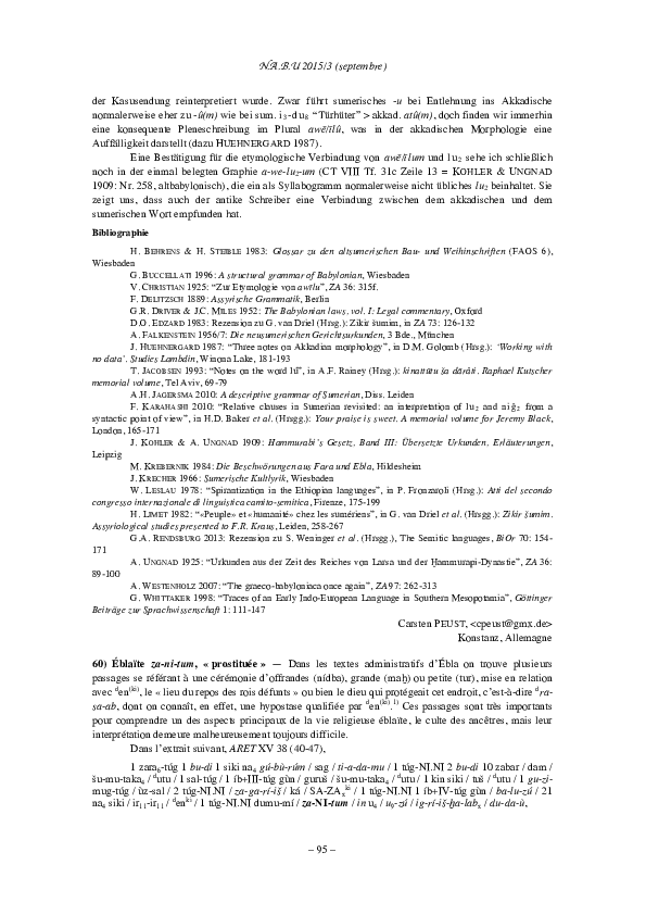 (PDF) Éblaïte za-ni-tum, « prostituée » | Jacopo Pasquali - Academia.edu