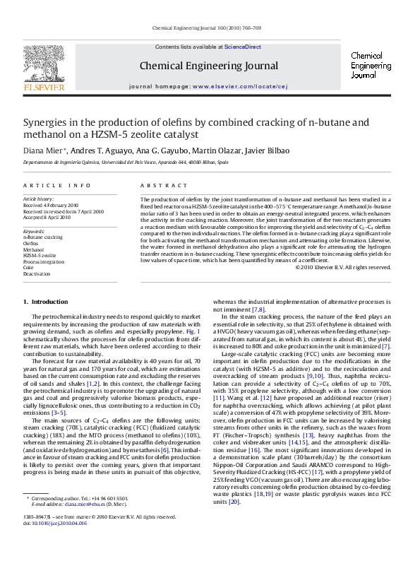 (PDF) Synergies in the production of olefins by combined cracking of n ...