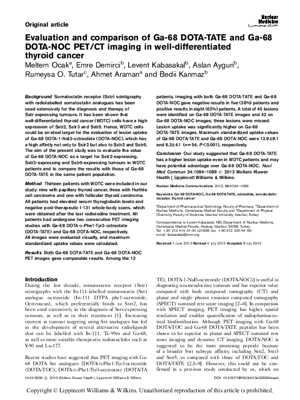 (PDF) Evaluation and comparison of Ga-68 DOTA-TATE and Ga-68 DOTA-NOC ...