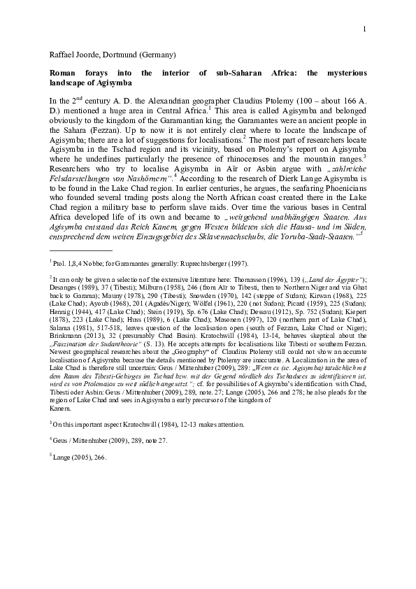 (PDF) Roman forays into the interior of sub-Saharan Africa: the ...