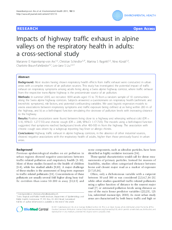 (PDF) Impacts of highway traffic exhaust in alpine valleys on the ...